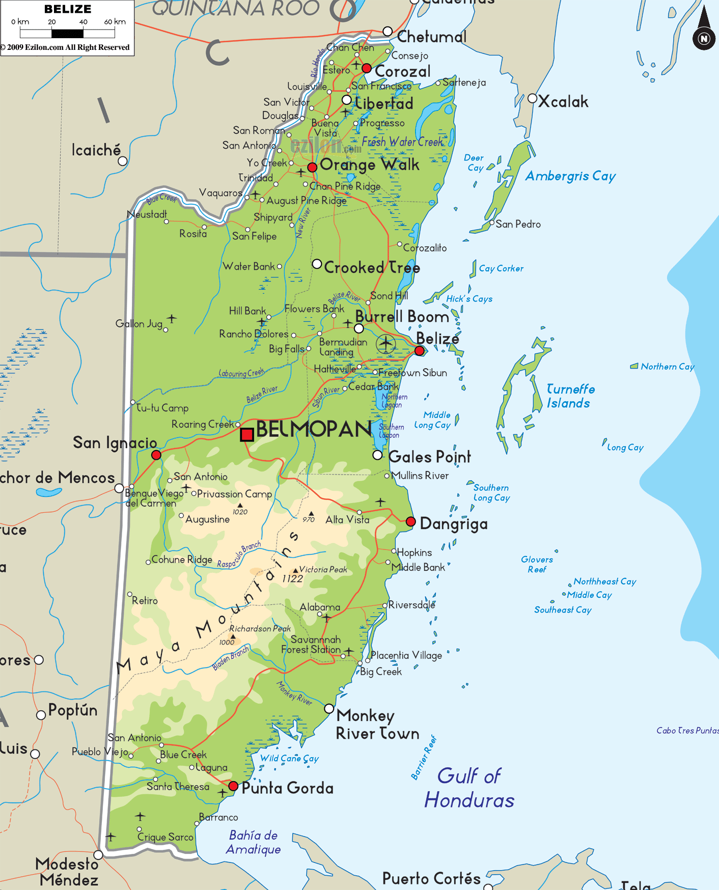 Belize Cities Map