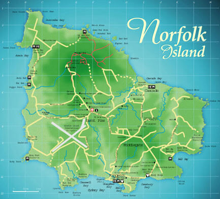 Norfolk Insel Karte
